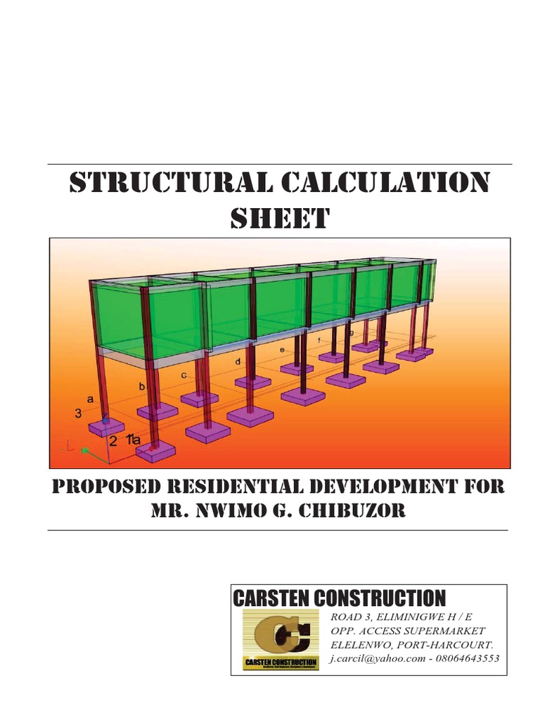 Calc Sheet Complete For Mr. Nwimo | PDF | Beam (Structure) | Bending
