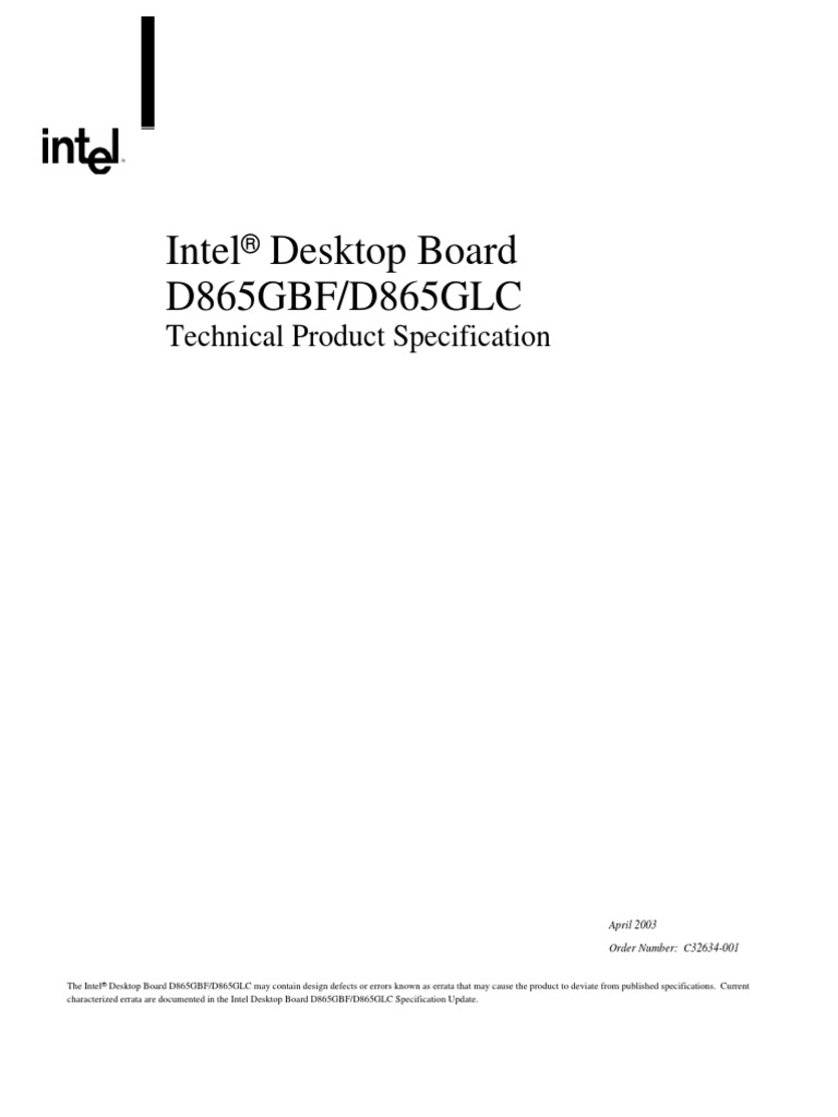 Intel D865GBF/D865GLC | Download Free PDF | Bios | Booting