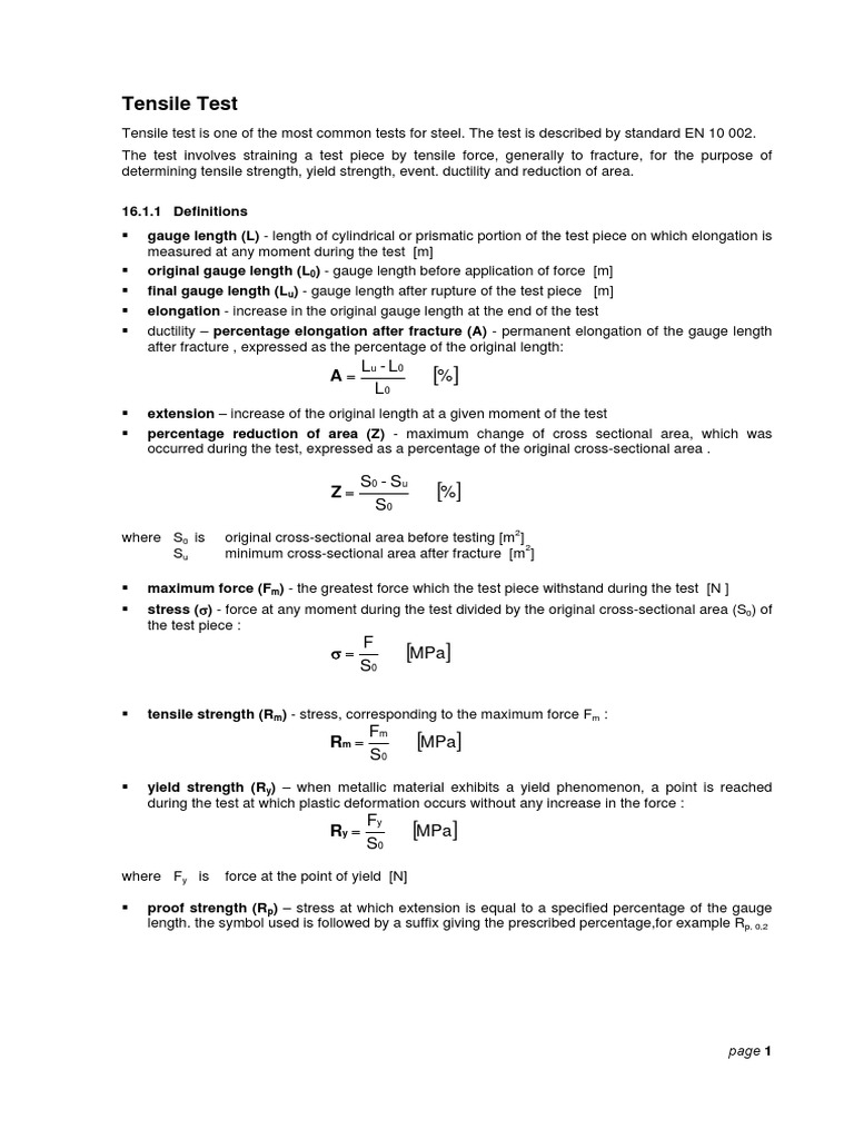 Tensile Test | PDF | Ultimate Tensile Strength | Yield (Engineering)