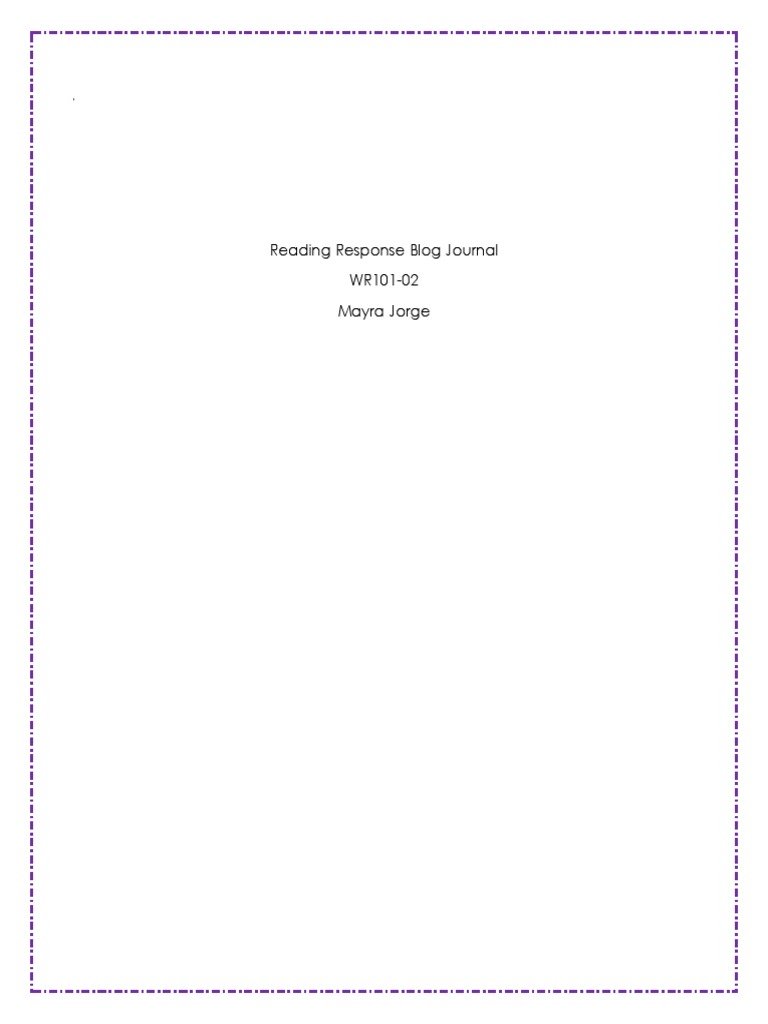 Weekly Reading Response Journal | PDF