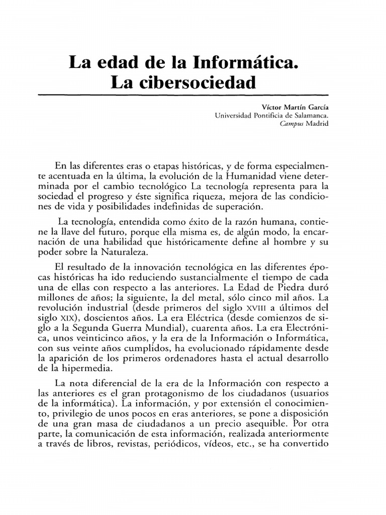 La Era de la Informática y su Impacto | PDF