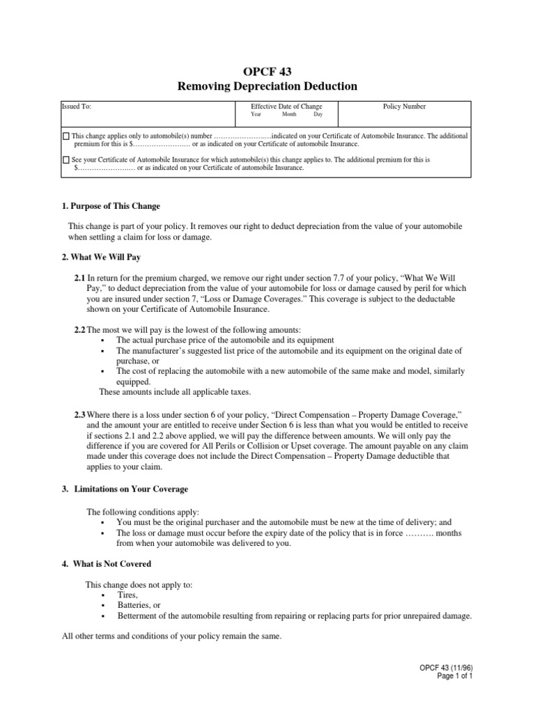 Opcf 43 | PDF | Vehicle Insurance | Insurance