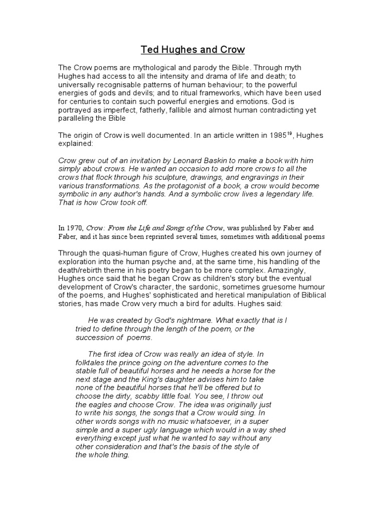 Ted Hughes and Crow | Poetry | Religion And Belief