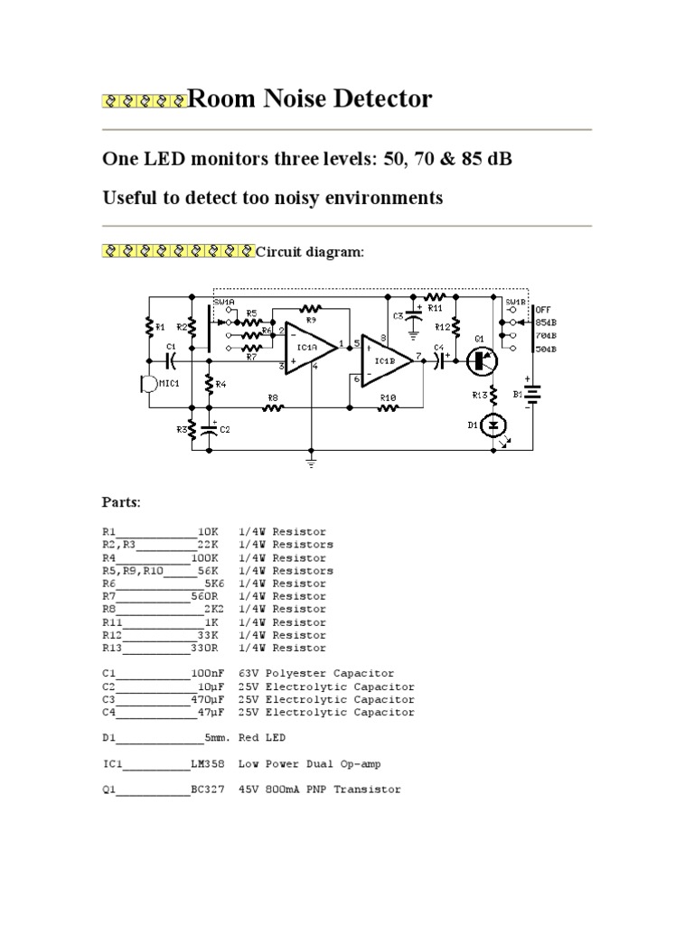 Room Noise Detector Microphone Resistor 
