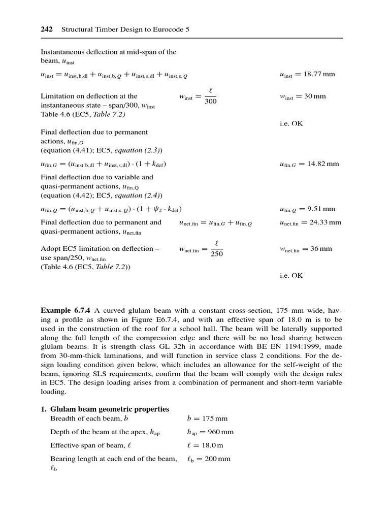 Curved Glulam Beam Design Example | PDF | Bending | Beam (Structure)