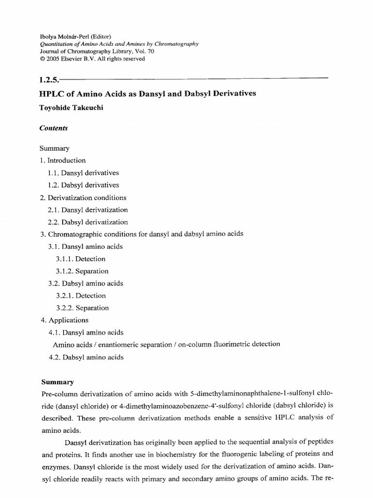 Derivatización Por Dansyl o Dabsyl | PDF | High Performance Liquid ...