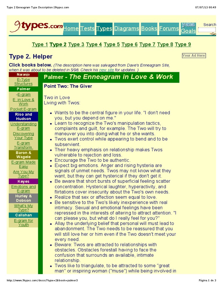 Type 2 Enneagram Type Description 2 | PDF | Enneagram Of Personality ...