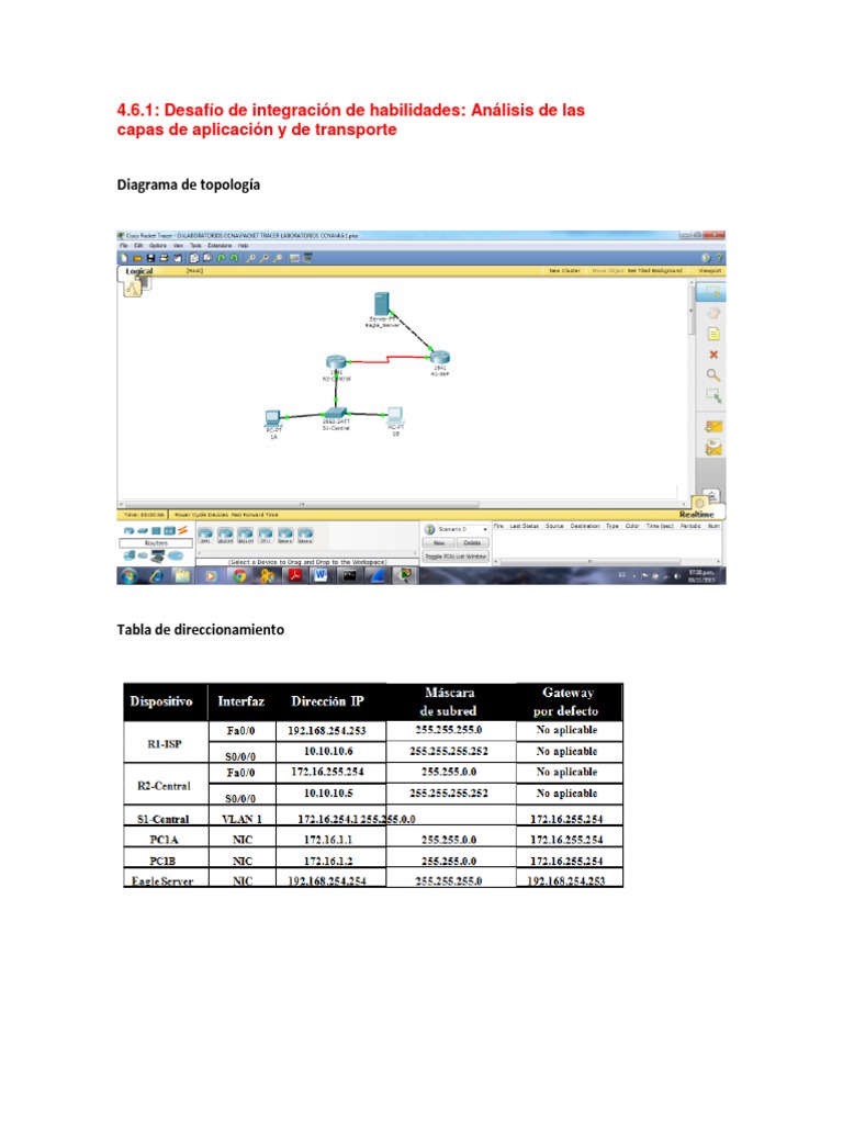 Práctica de laboratorio 4.6.1 | PDF | Dirección IP | Enrutador (Computación)