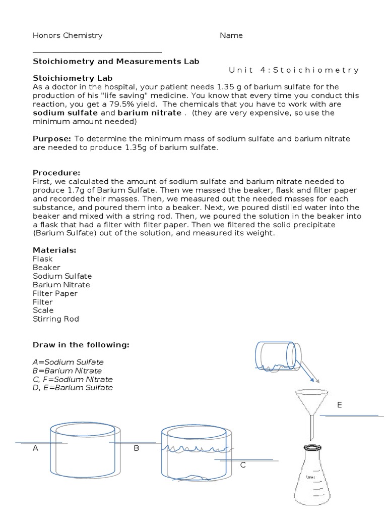 1314lab - stoichiometry and measurements lab | Stoichiometry ...