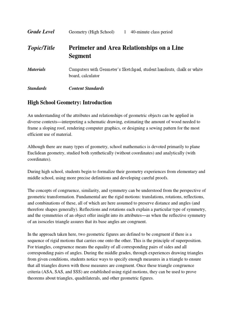Perimeter and Area On A Line Segment | PDF | Geometry | Triangle