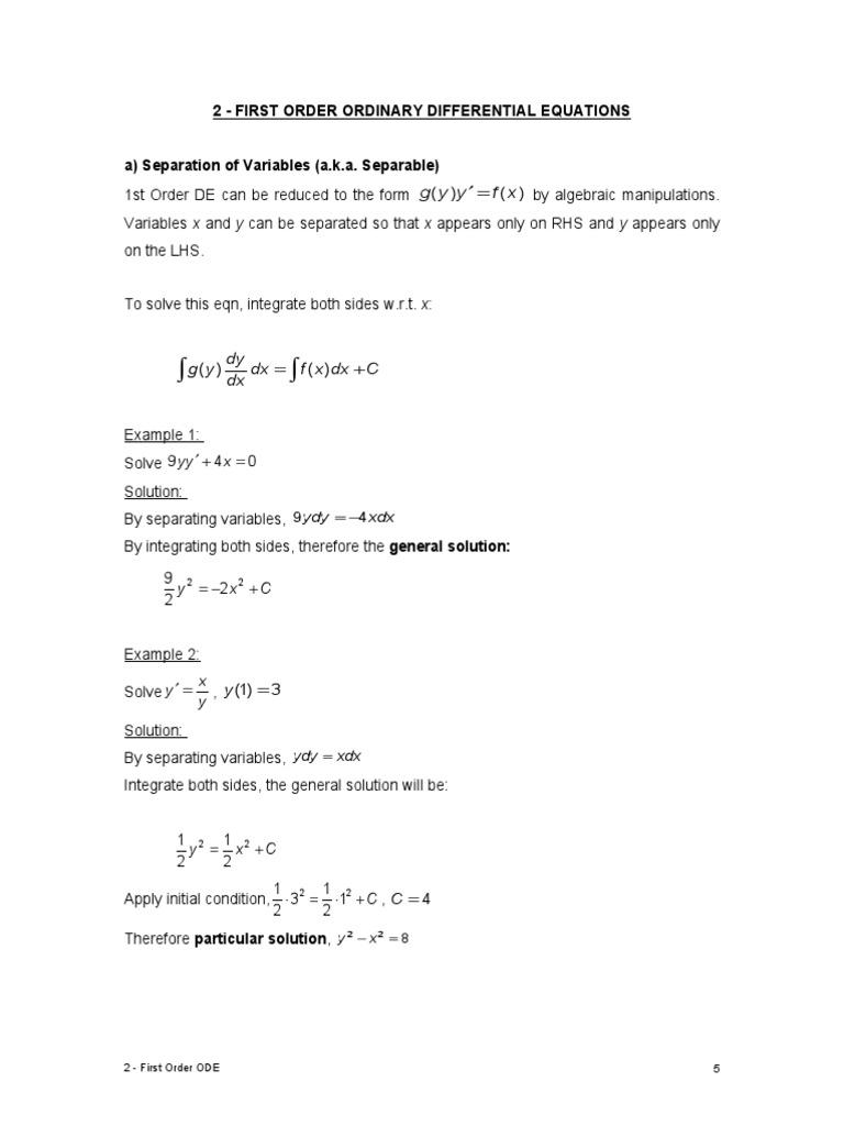 Engineering Mathematics Topic 2 | PDF | Ordinary Differential Equation ...