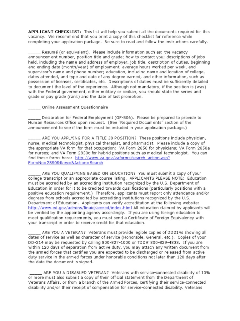 APPLICANT CHECKLIST: This List Will Help You Submit All The Documents ...