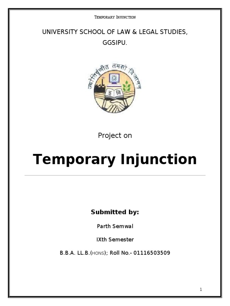 Temporary Injunction - Project | PDF | Injunction | Practice Of Law