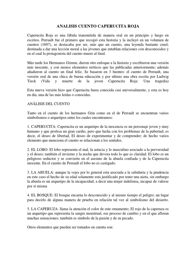 El Texto Narrativo Cuentos Caperucita Roja