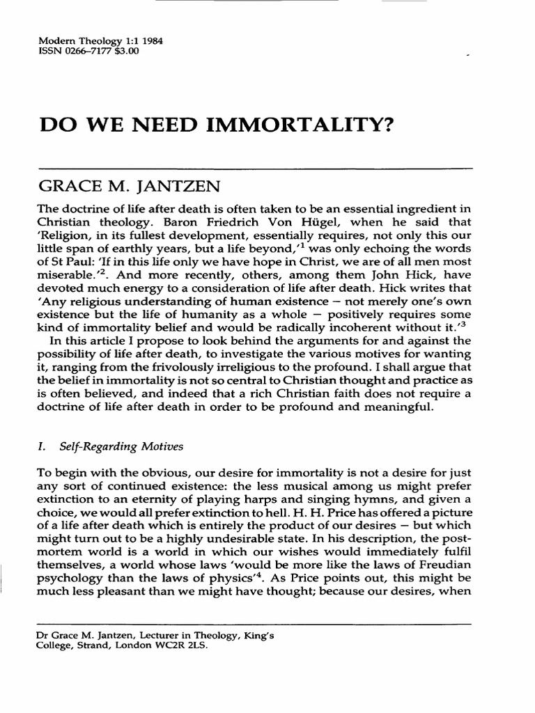 Do We Need Immortality! | PDF | Afterlife | God
