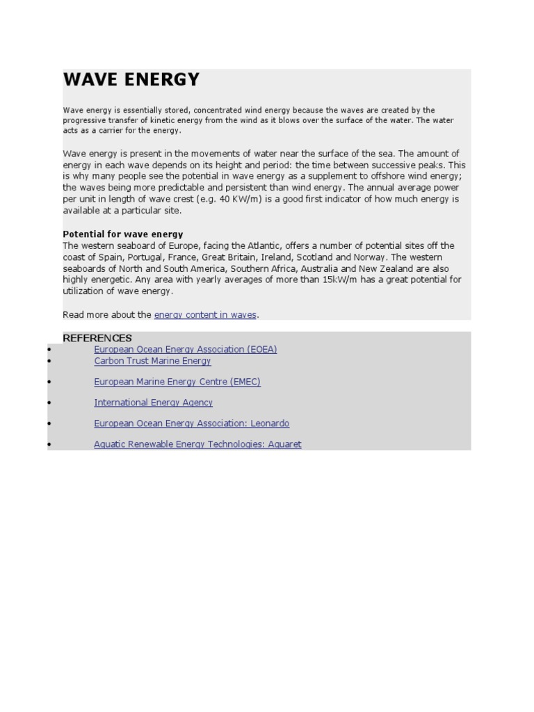 Wave Energy | PDF