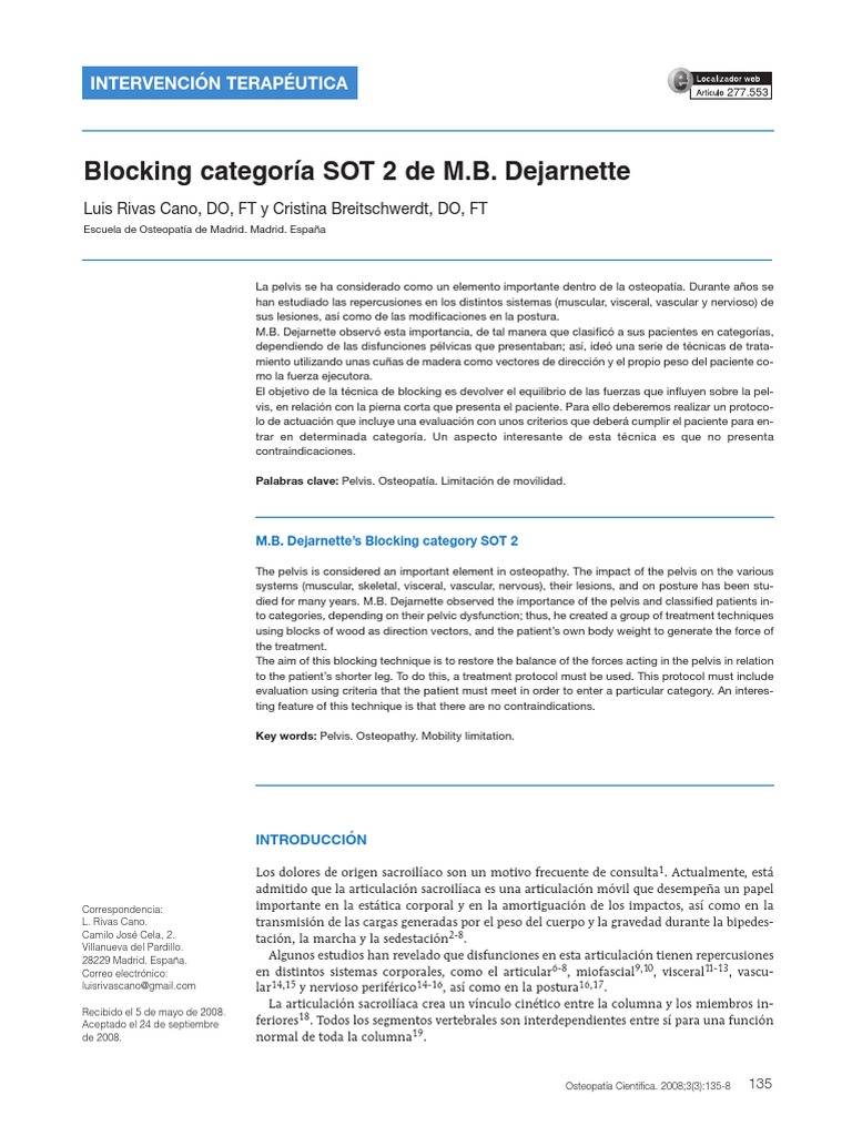 M.B. Dejarnette’s Blocking Category SOT 2: An Effective Non-Invasive ...