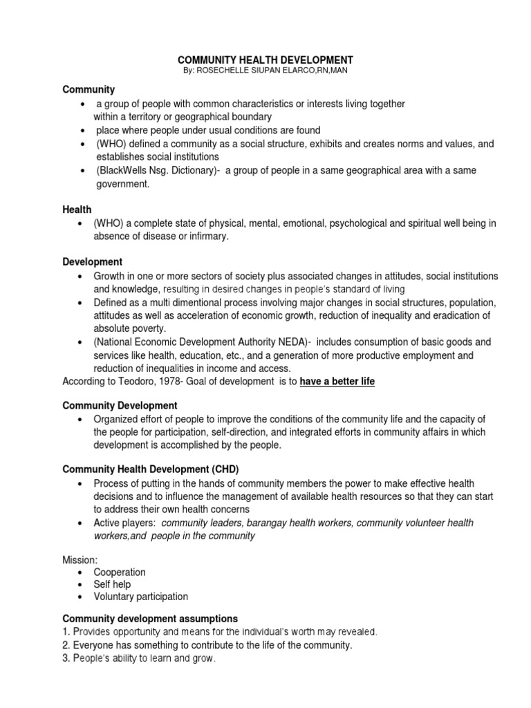 Community Health Development | PDF | Health Professional | Health System