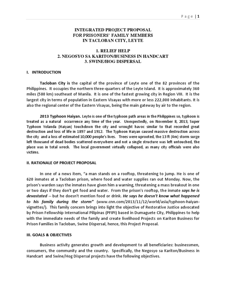 PFIPI Project Proposal For Typhoon Victims Prisoners and Their Families ...