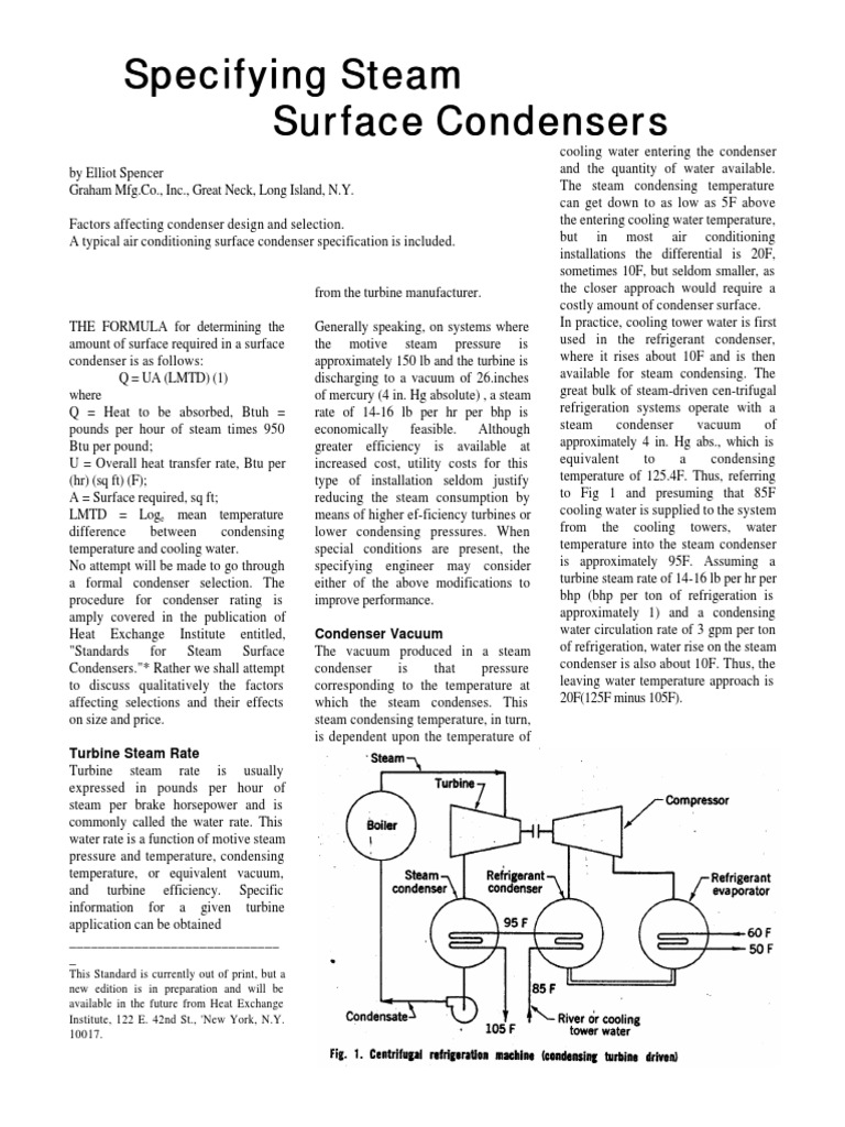 Specifying Steam Surface Condensers | PDF