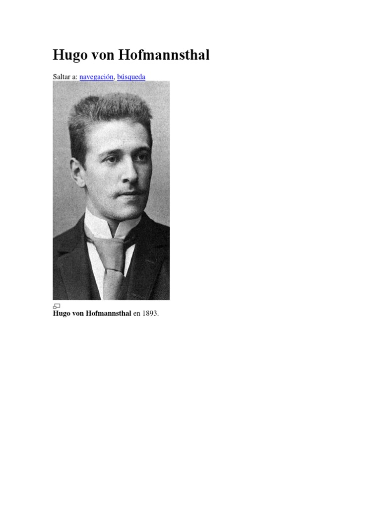 Biografía de Hugo von Hofmannsthal | PDF | Arte | Clásicos