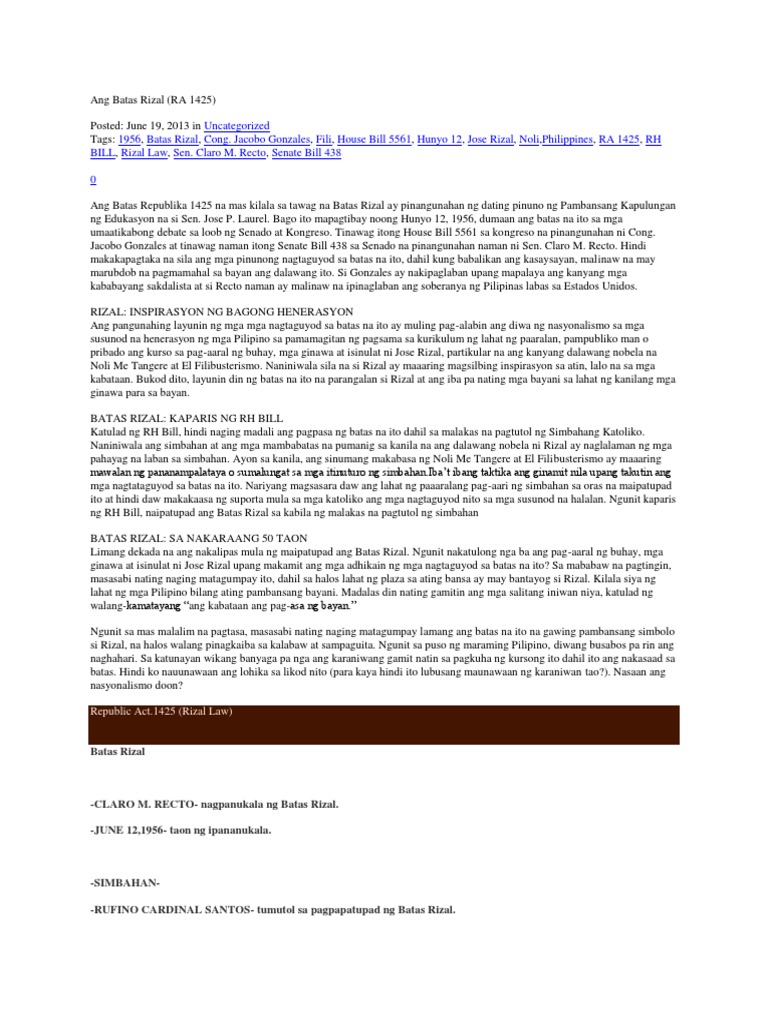 Ang Batas Rizal | PDF