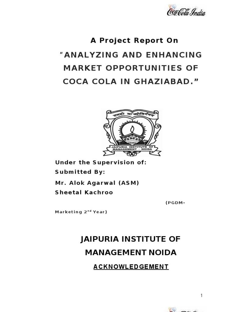 A Coca Cola Summer Training Report by Sheetal Kachroo | PDF | Coca Cola ...