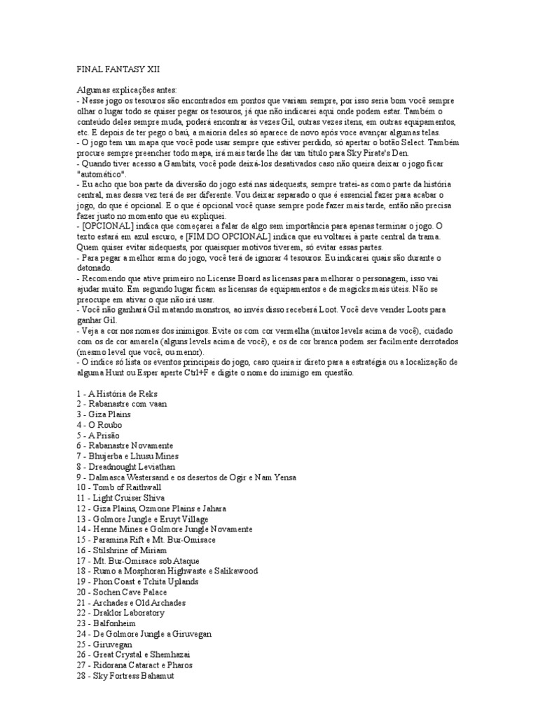 Final Fantasy Xii | PDF | Lazer | Natureza