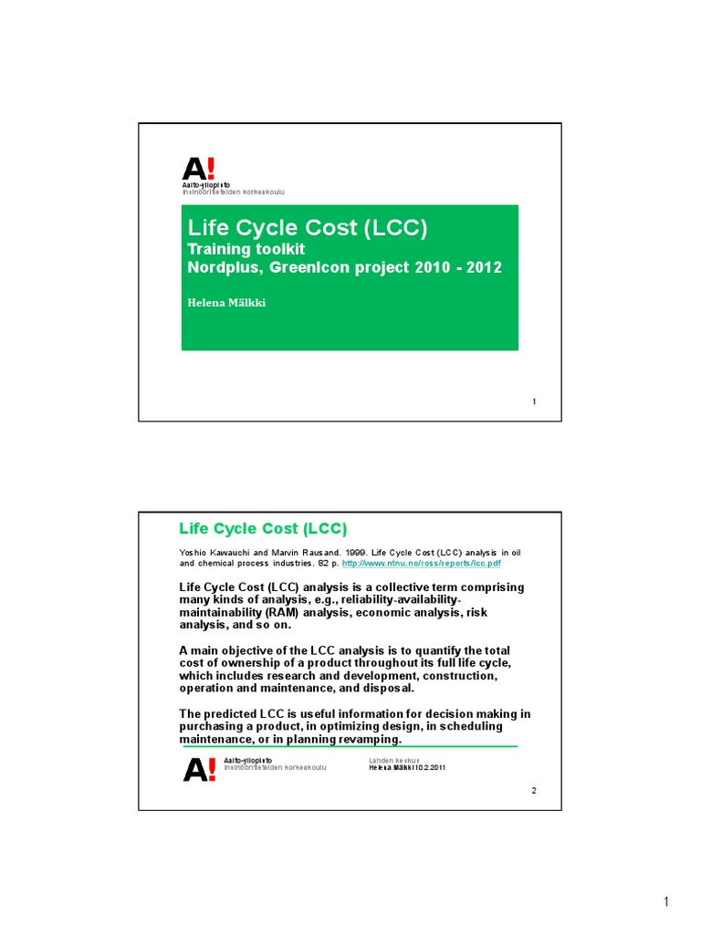 LCC Analysis Toolkit | PDF | Life Cycle Assessment | Net Present Value