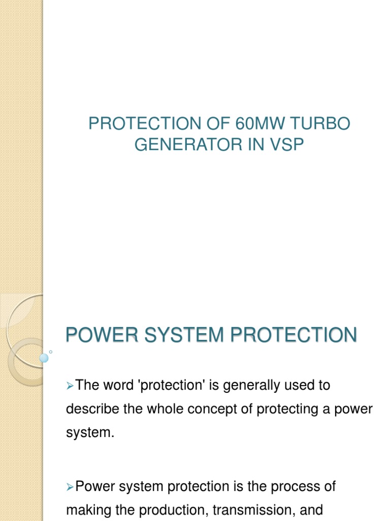 Generator Protection PPT Turbo | PDF | Relay | Electric Generator