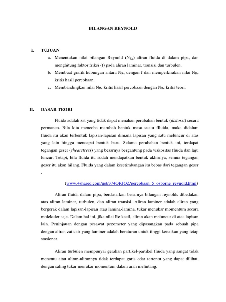 Bilangan Reynold dan Jenis Aliran Fluida | PDF | Kajian Bahasa Asing
