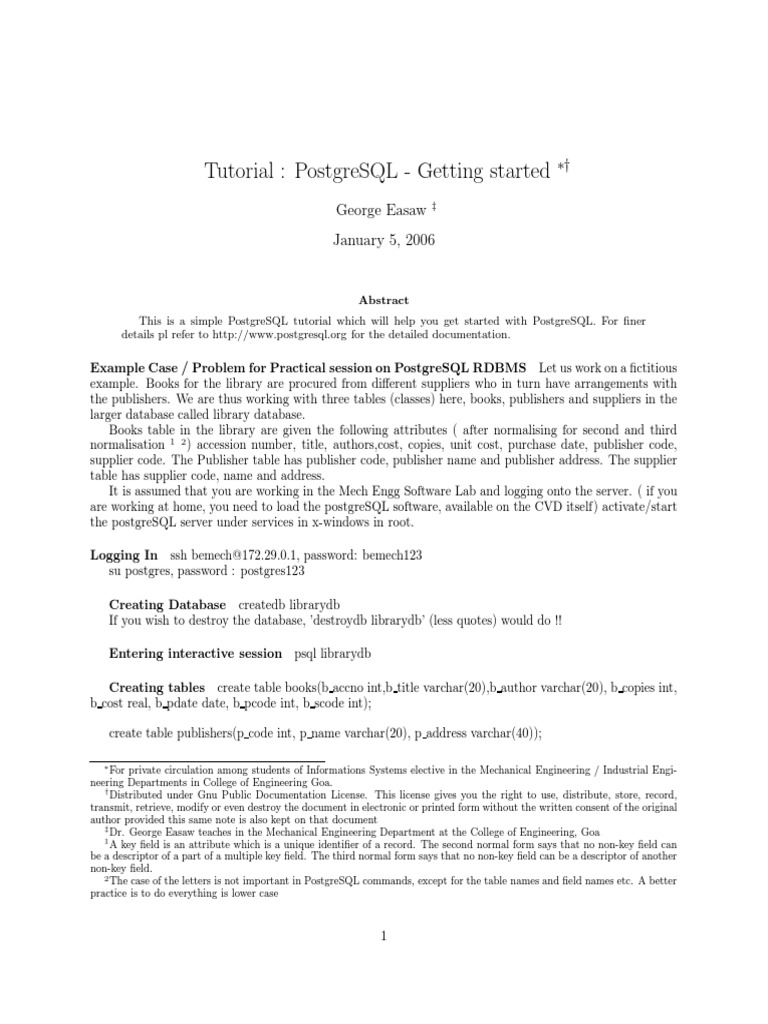 Postgresql | PDF | Postgre Sql | Databases Postgresql | PDF | Postgre Sql | Databases
