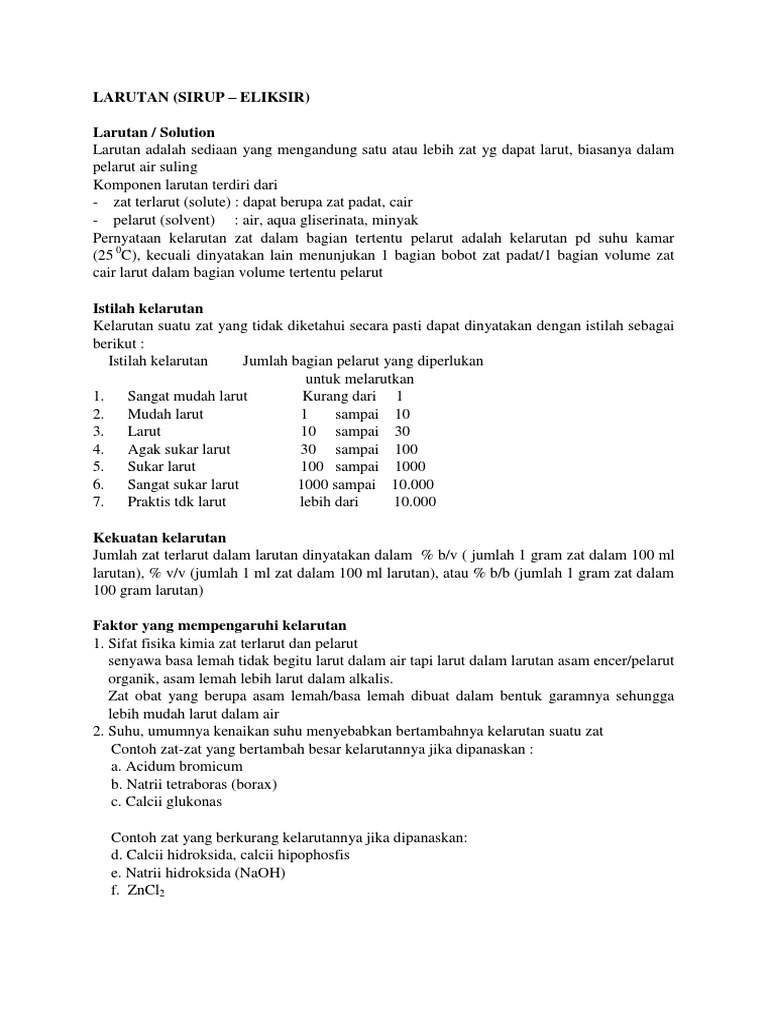 Larutan, Sirup, dan Eliksir: Panduan Lengkap | PDF | Memasak, Makanan ...