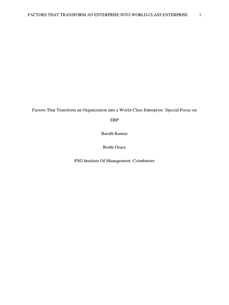 Factors That Transform An Organization Into A World-Class Enterprise ...