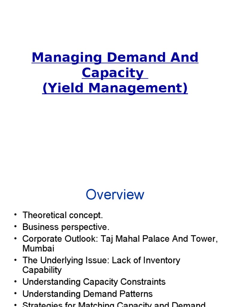 Managing Demand & Capacity | Download Free PDF | Demand | Prices