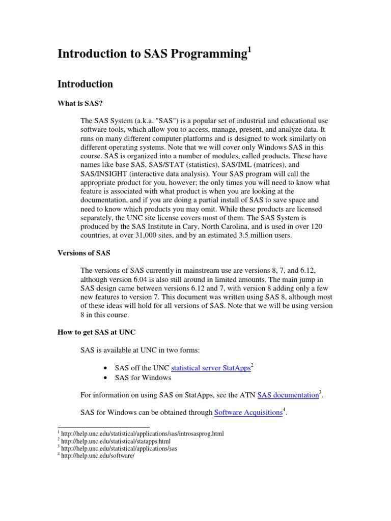 Introduction To Sas Programming | PDF | Sas (Software) | Variable ...