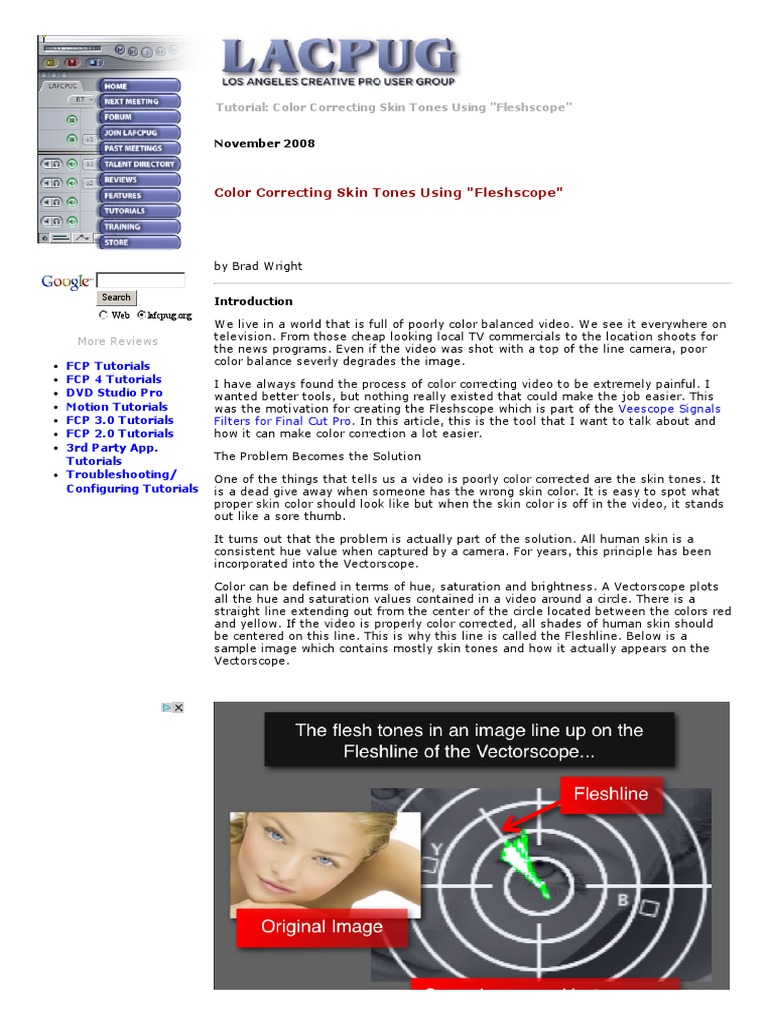 Tutorial - Color Correcting Skin Tones Using - Fleshscope | PDF | Color ...