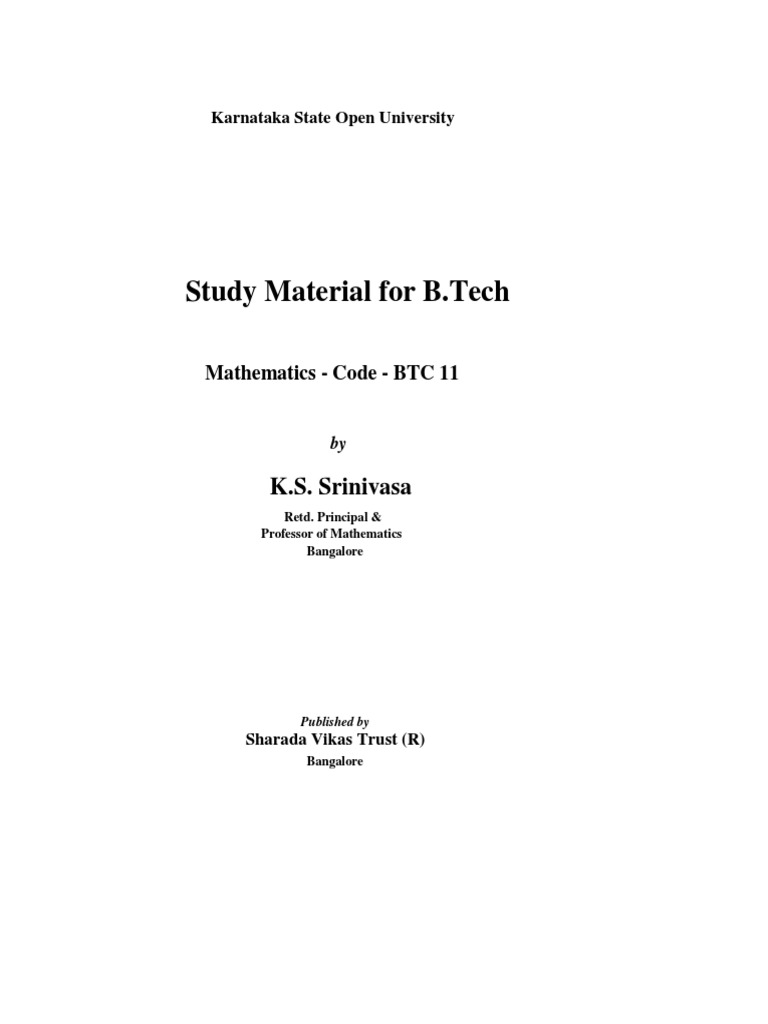 B.Tech Mathematics Study Material | PDF | Sine | Matrix (Mathematics)