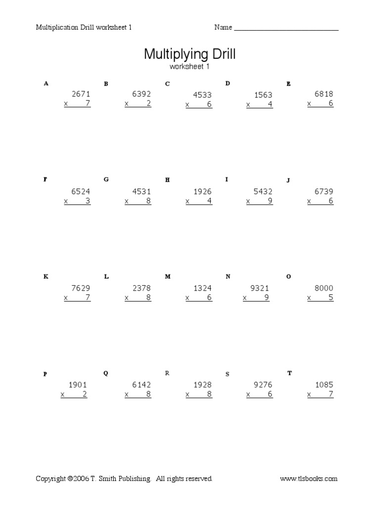 Multiplication Drill 1 Thru 4 | PDF