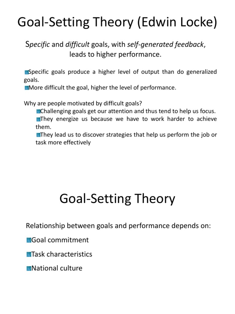 Goal-Setting Theory (Edwin Locke) | PDF