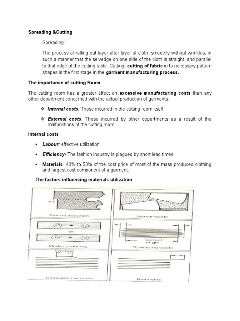 Spreading and Cutting Handout | PDF | Textiles | Clothing
