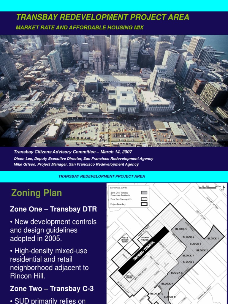 Transbay Redevelopment Project Area: Market Rate and Affordable Housing ...