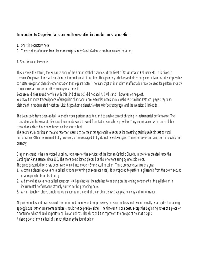 Gregorian Chant Transcription Guide | PDF | Gregorian Chant | Musical ...
