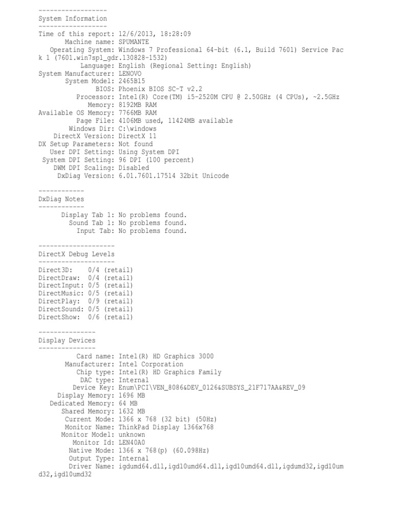 DX Diag | PDF | Codec | Device Driver