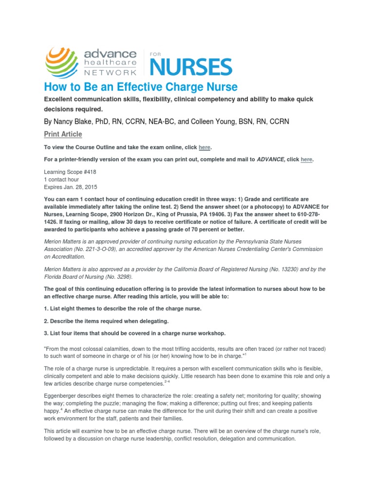 How to Be an Effective Charge Nurse | Leadership | Leadership & Mentoring