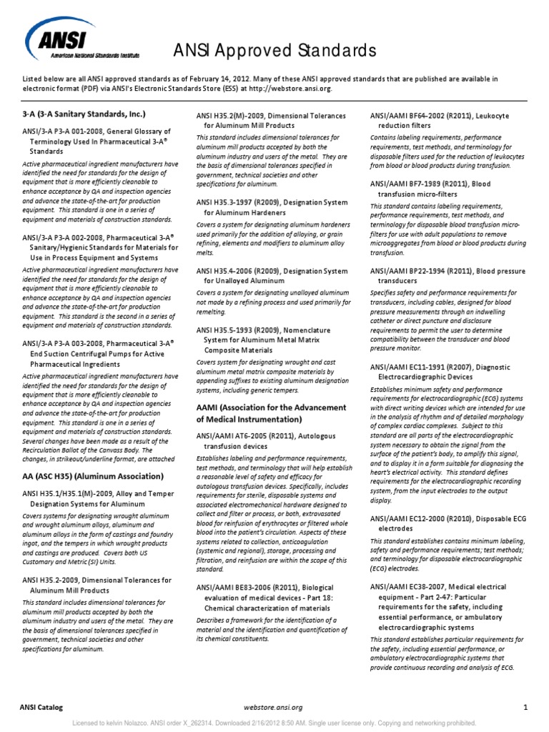 ANSI Catalog | PDF