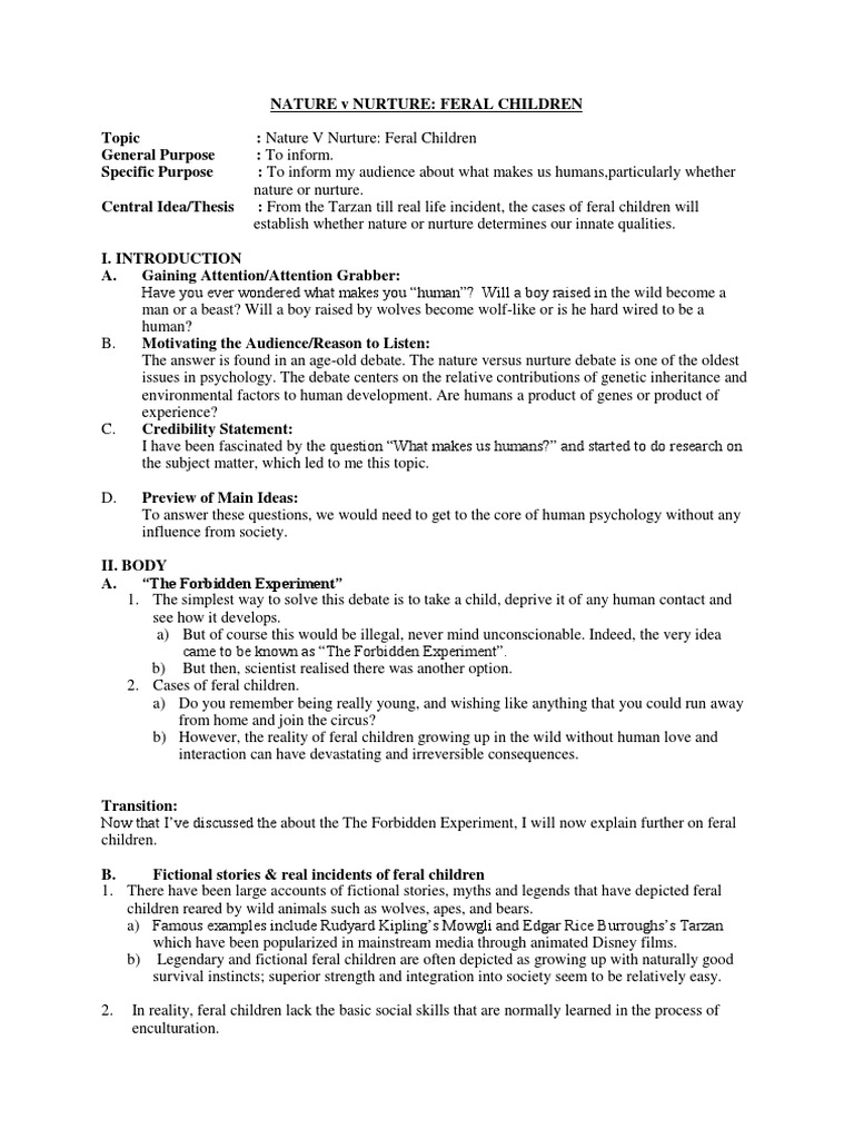 Nature V Nurture (Outline) | PDF | Action (Philosophy) | Psychological ...