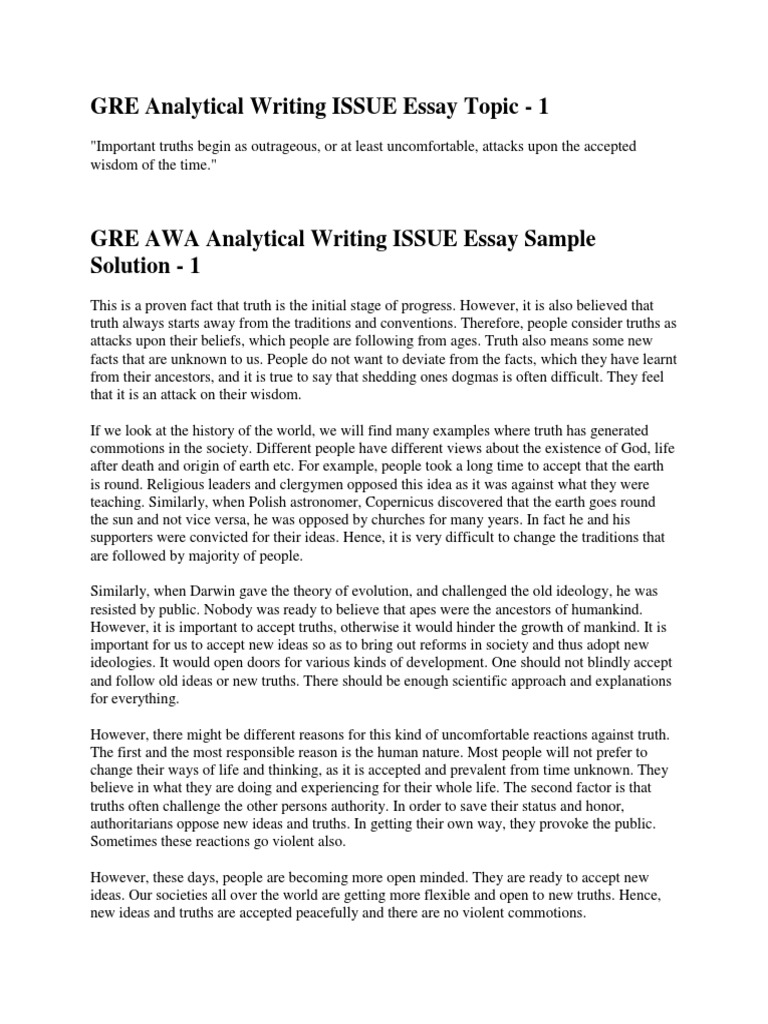 Gre Issue Essays | PDF