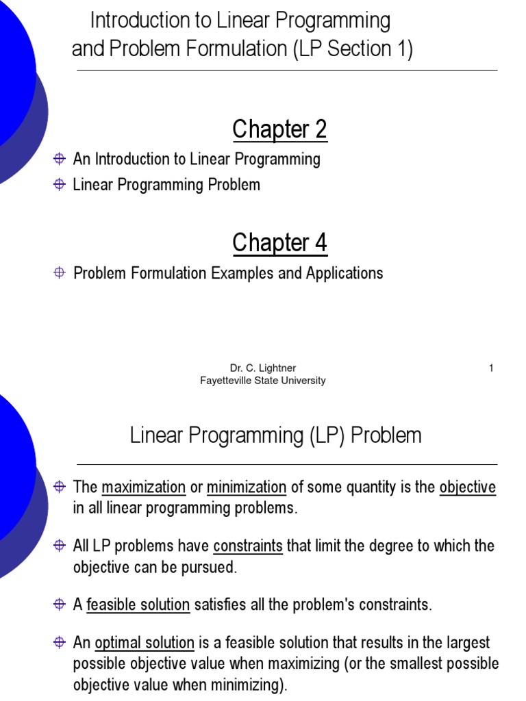 Problem Formulation Lp Section1 Linear Programming Mathematical Optimization Free 30 Day