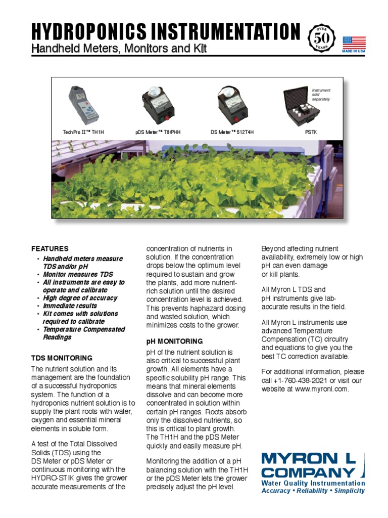 Hydroponics Instrumentation: Handheld Meters, Monitors and Kit | PDF ...